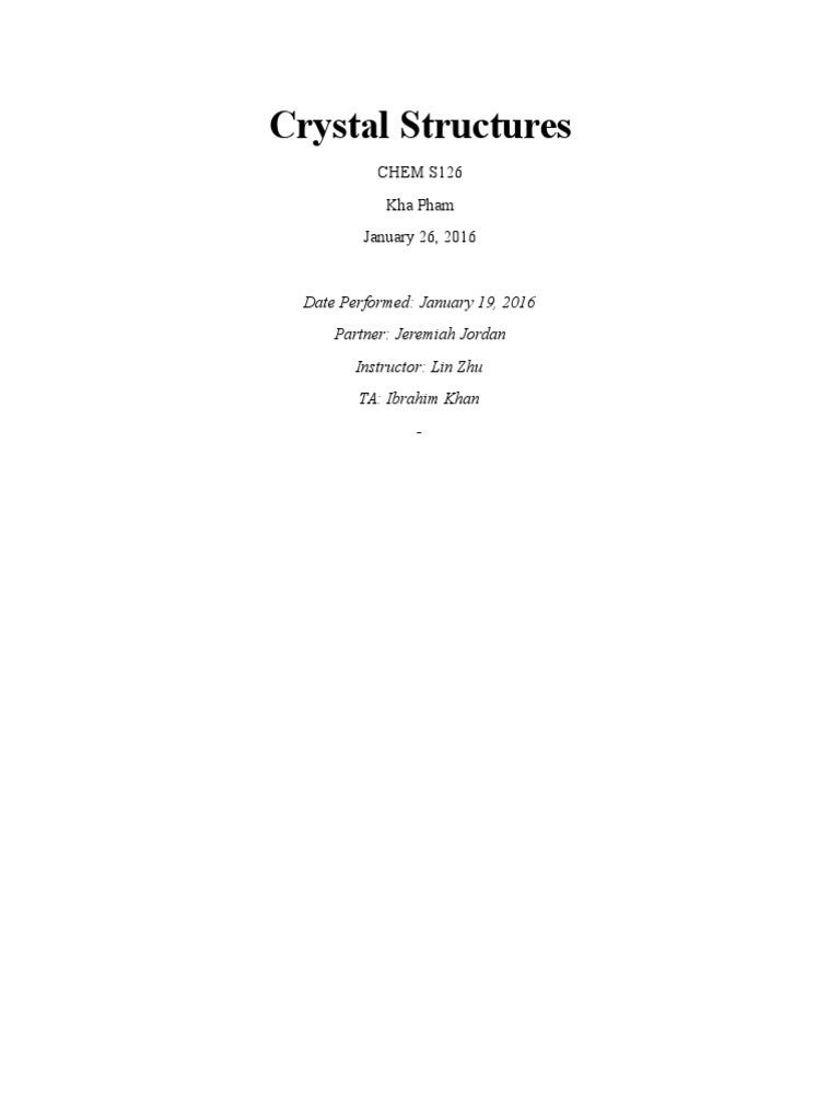 Experiment 2 Crystal Structures | PDF | Crystal Structure | Applied And ...