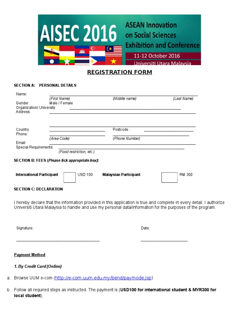 AISEC Registration Form | Download Free PDF | Wire Transfer | Payments