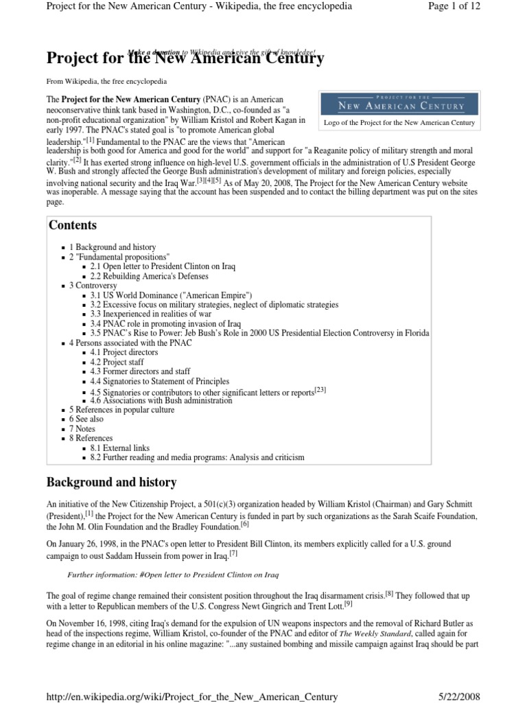 1Z 2008 PNAC Project for the New American Century 2008 Wikipedia ...