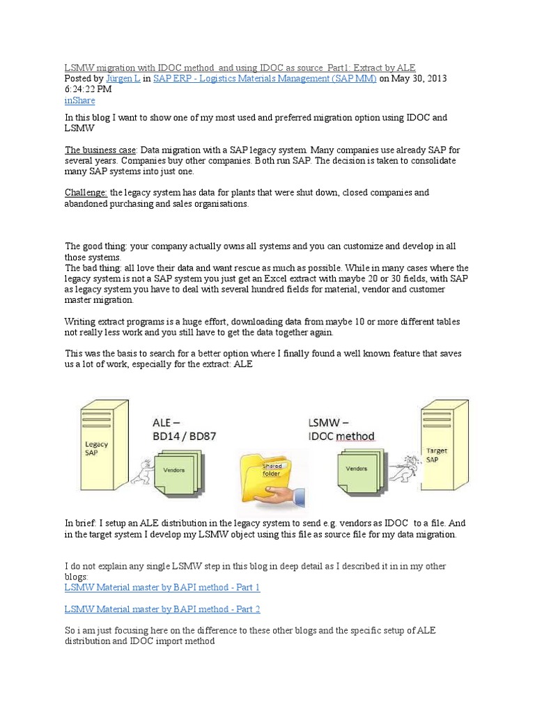 Lsmw Migration With Idoc Method And Bapi Pdf Computer File Text File