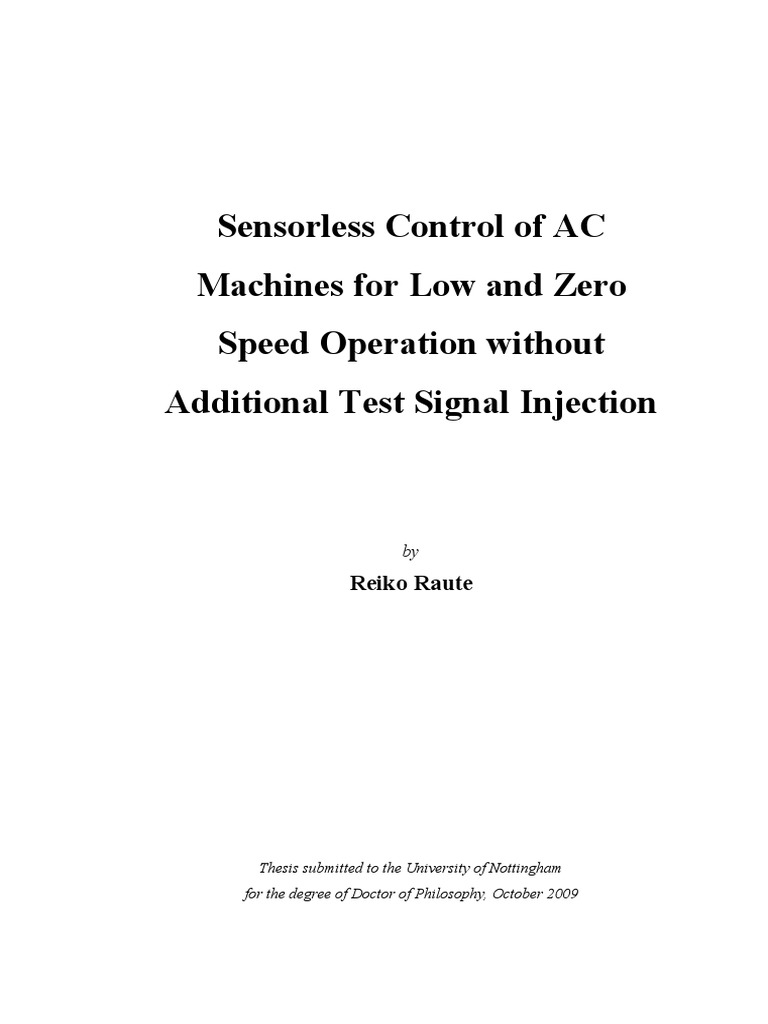 Sensorless Control of AC Machines For Low and Zero Speed Operation ...