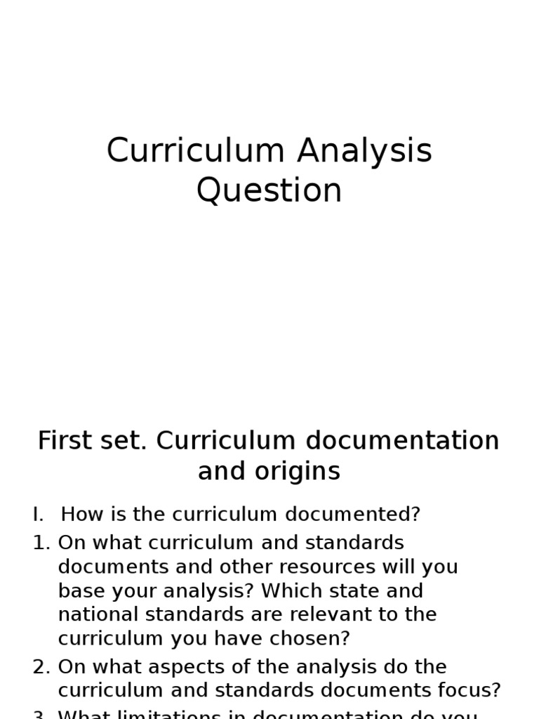 Curriculum Analysis Question - Posner | PDF | Curriculum | Education Theory