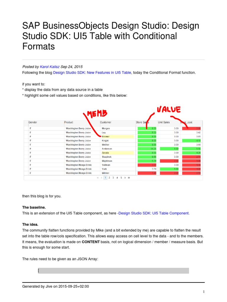Design Studio SDK Ui5 Table With Conditional Formats | PDF | String ...