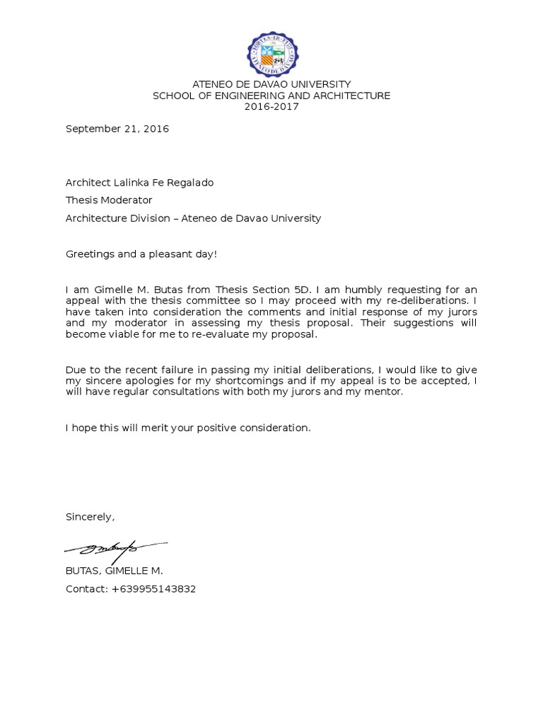 Letter of Appeal Moderator | PDF