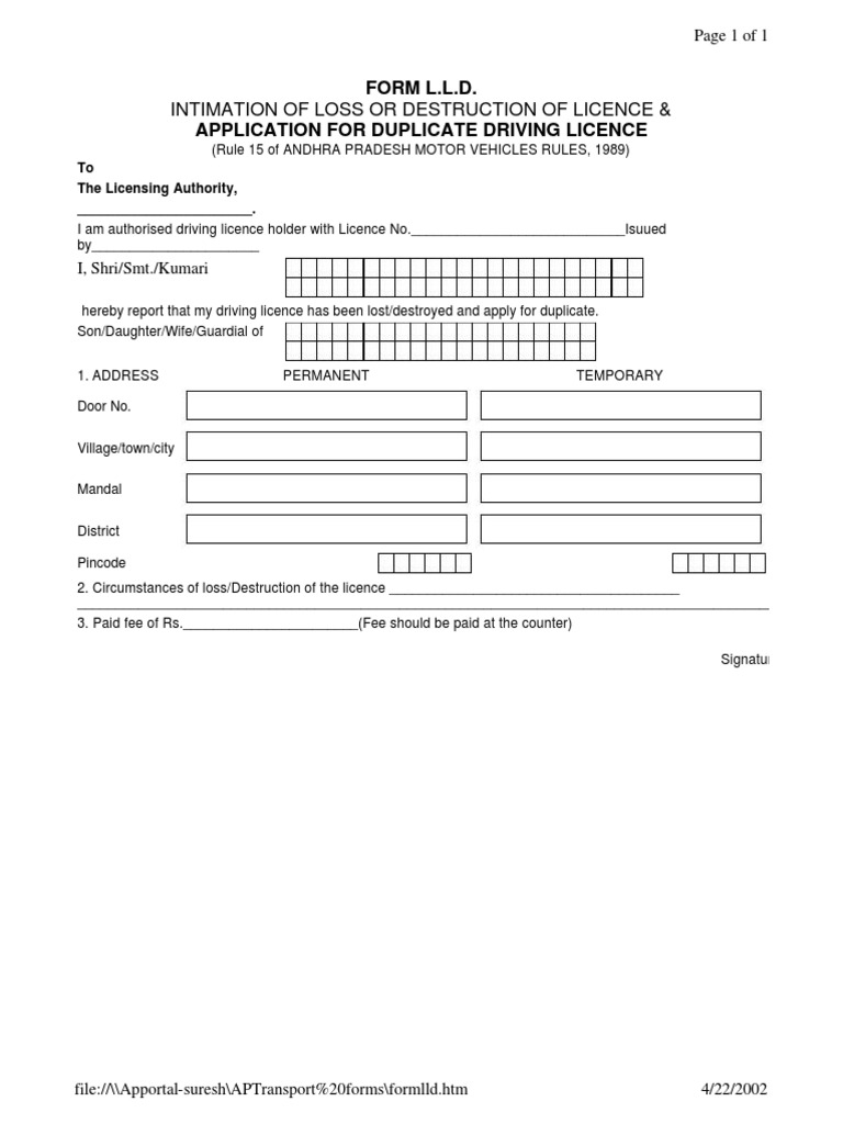 Duplicate Driving Licence Application | PDF | Finance & Money ...