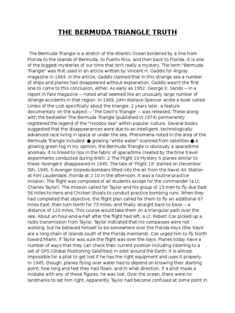 School Assignment Bermuda Triangle | PDF | Atlantis | Nature