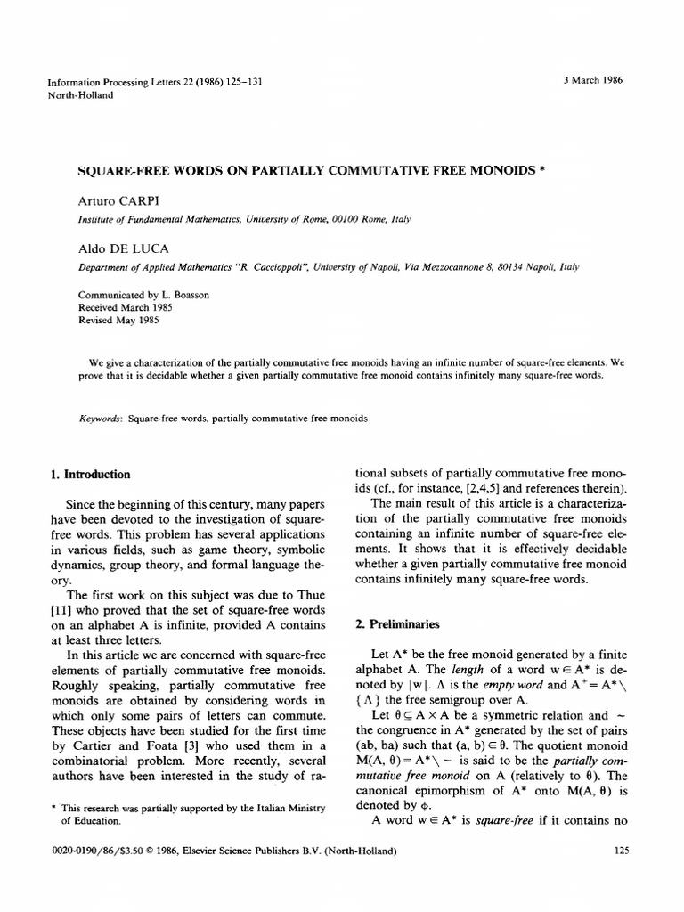 Institute of Fundamental Mathematics, University of Rome, 00100 Rome ...
