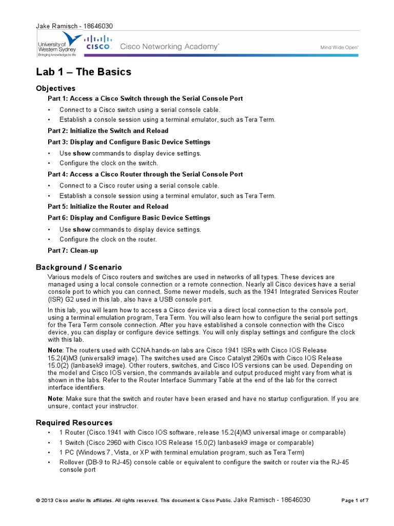 Lab 1 - The Basics: Objectives | PDF