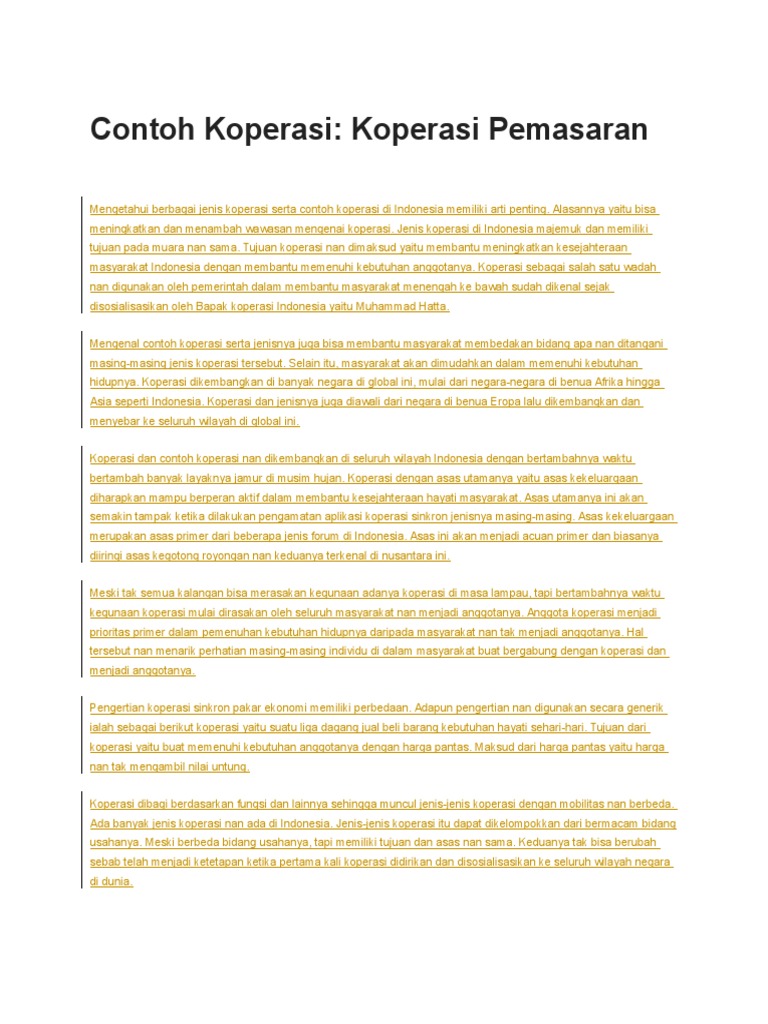 Contoh Koperasi | PDF | Bisnis