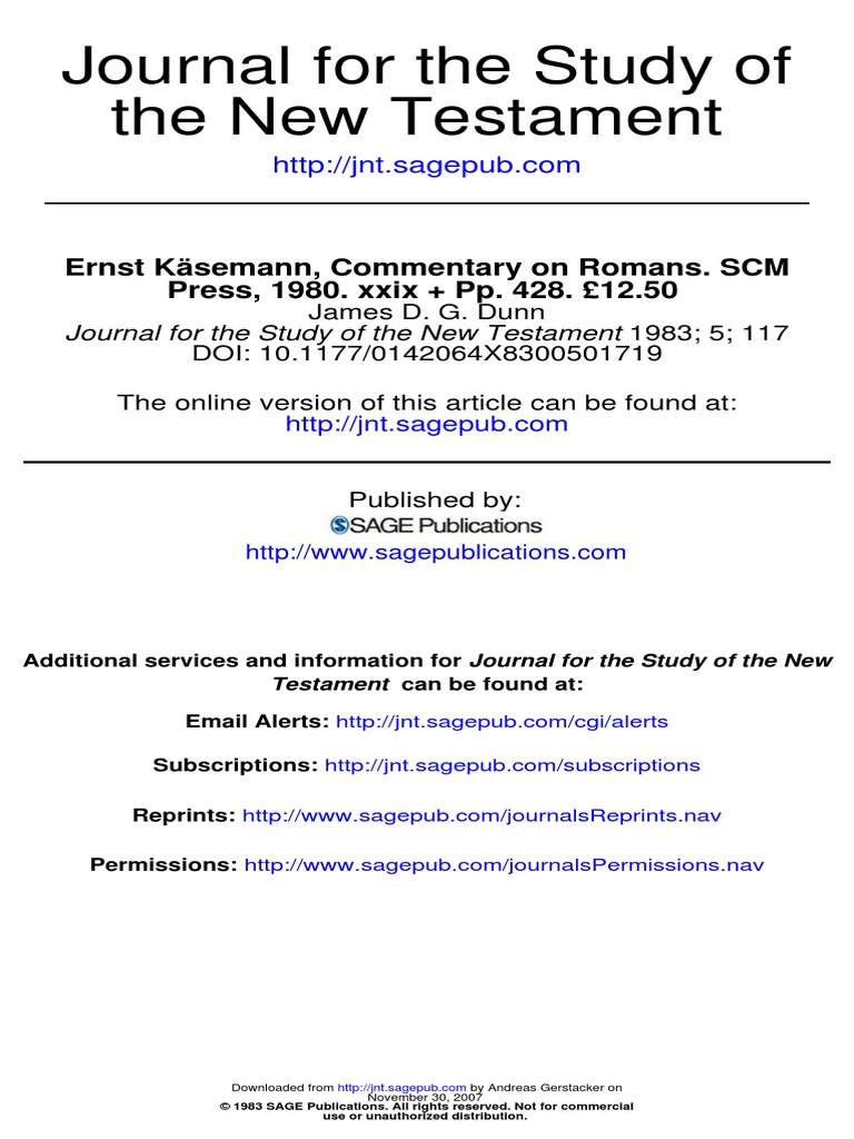 Review Käsemann, Ernst, Commentary On Romans | PDF | Justification ...
