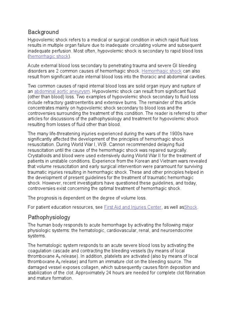 Medscape Hypovolemic Shock | PDF | Shock (Circulatory) | Angiotensin