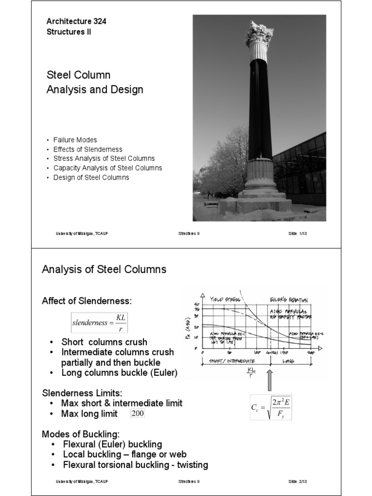 04 01-16-15 Steel Columns Analysis | PDF | Buckling | Column