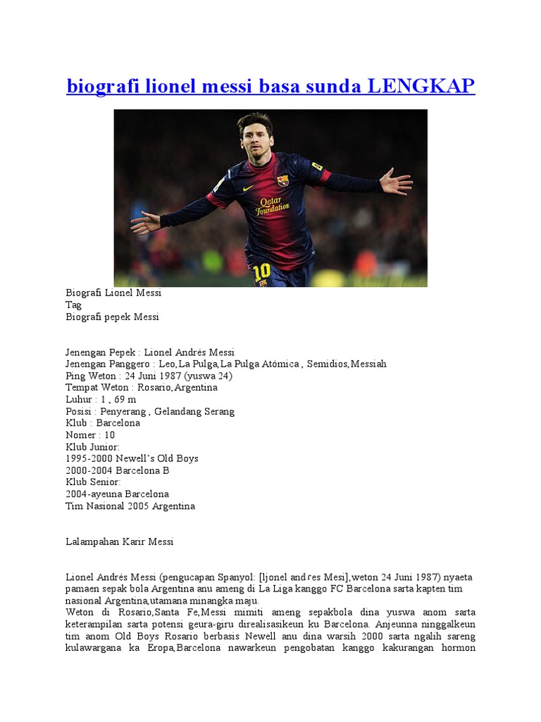 Biografi Lionel Messi Basa Sunda LENGKAP | PDF