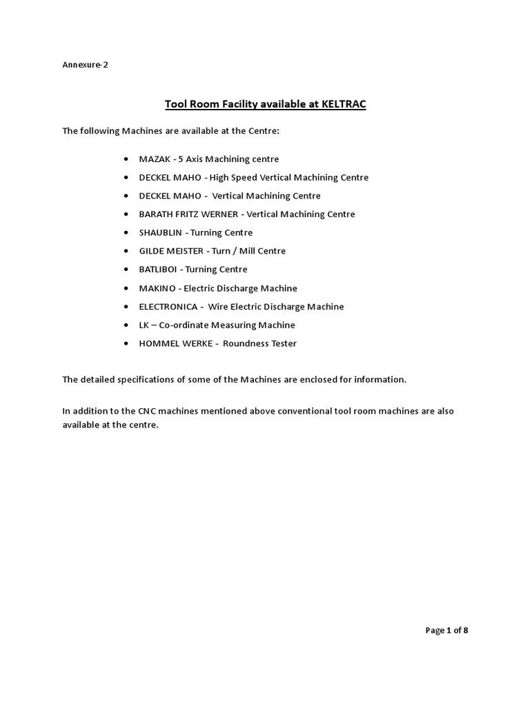 Annexure 2 - Machine Details | PDF