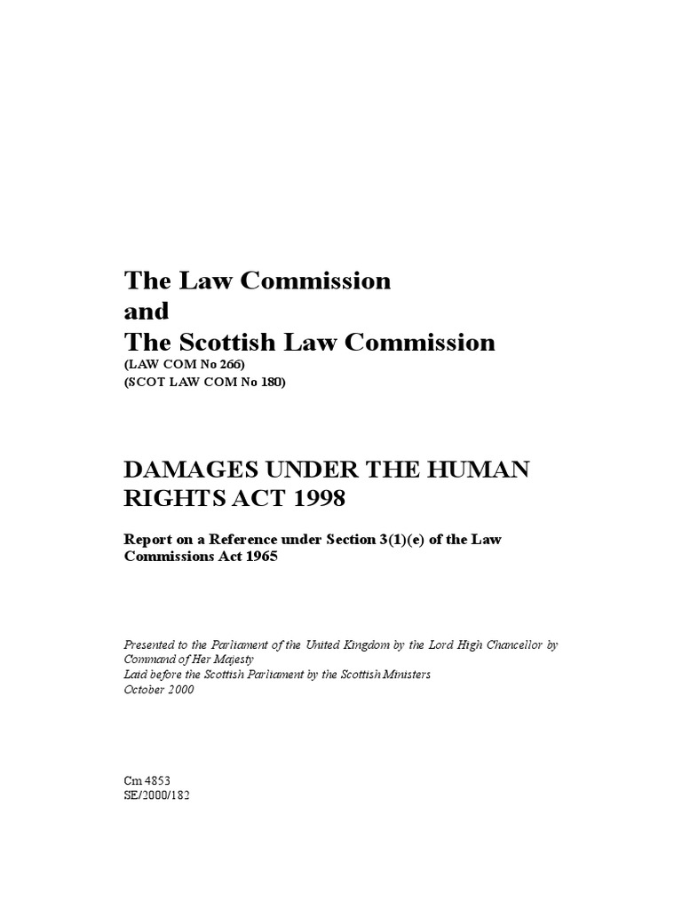 Human Rights Act 1998 | PDF | Precedent | Damages
