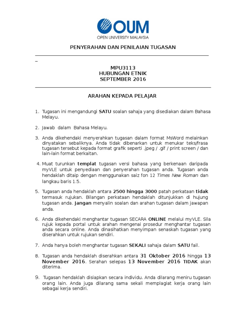 OUM MPU3113 Assignment | PDF