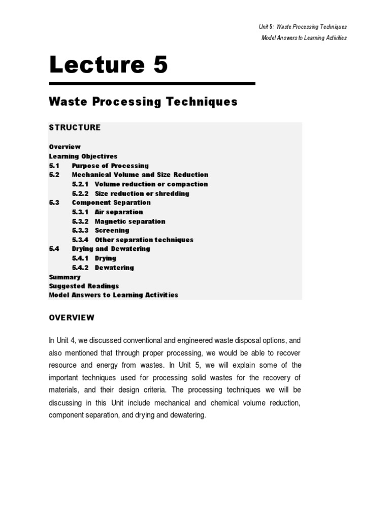 Solid Waste Processing Techniques | PDF | Waste Management | Incineration