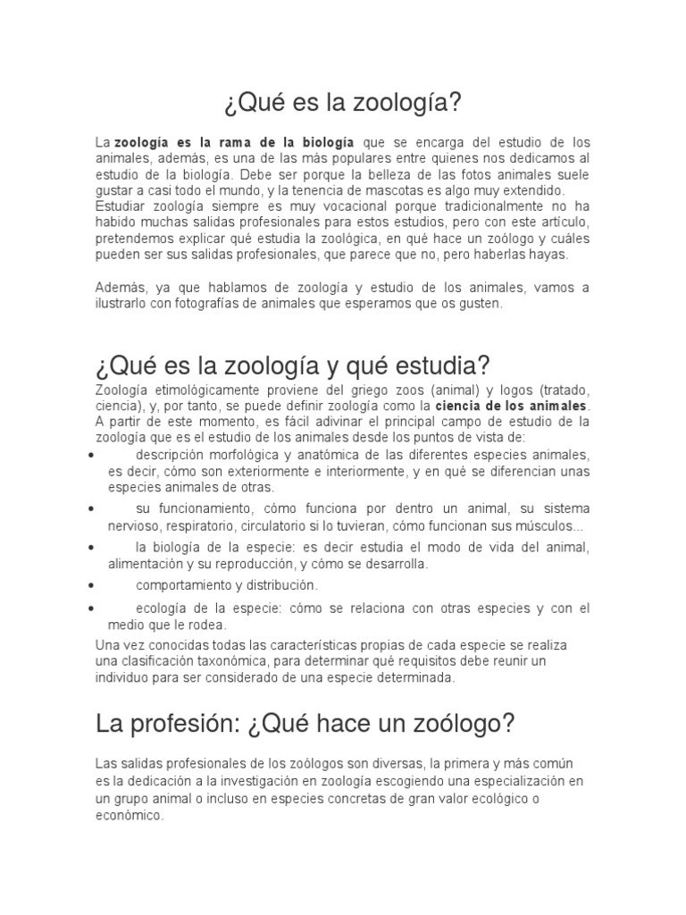 Qué Es La Zoología | PDF | Especies | Biología