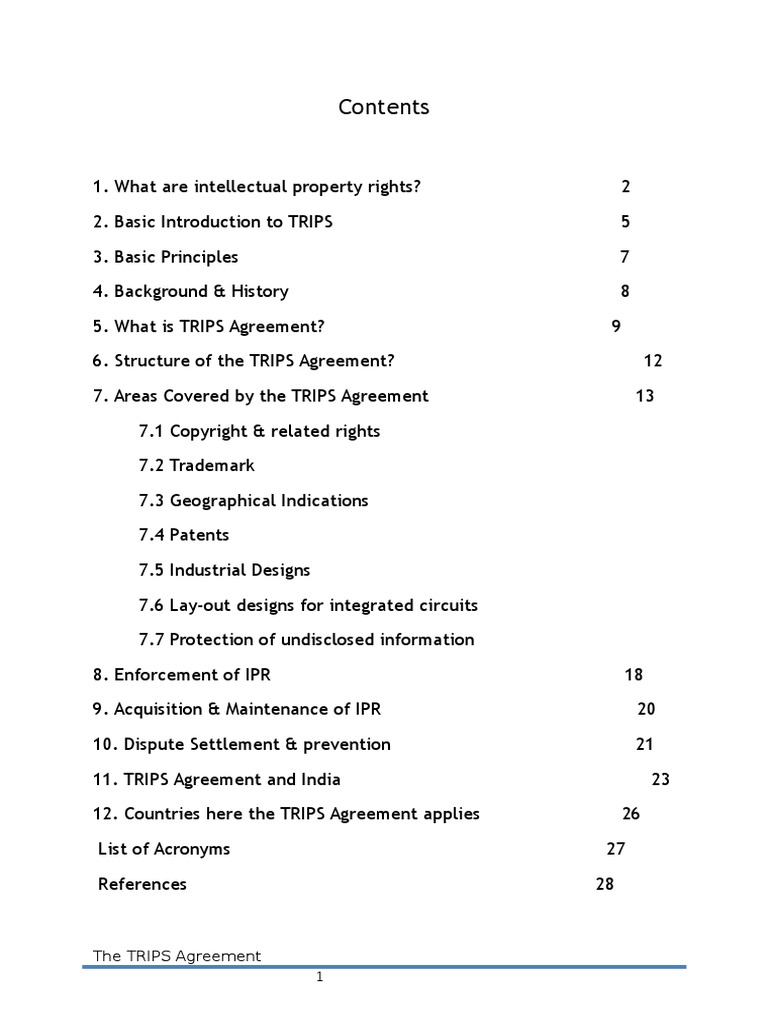 TRIPS Agreement | Trips Agreement | Intellectual Property