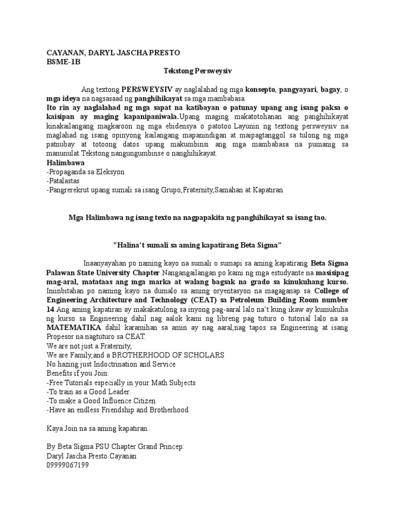 Tekstong Persweysiv | PDF