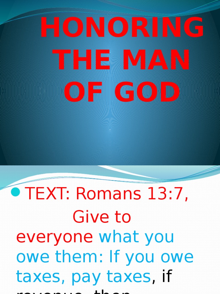Honoring The Man of God | PDF | Paul The Apostle | Jesus