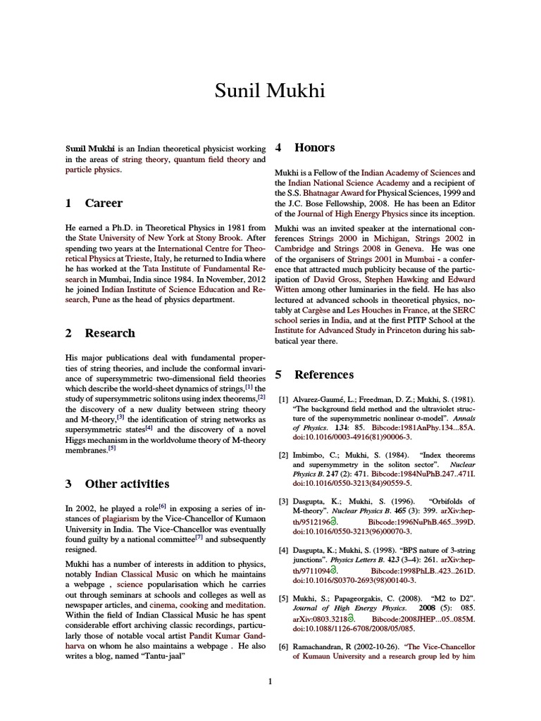Sunil Mukhi | PDF | Theoretical Physics | Particle Physics