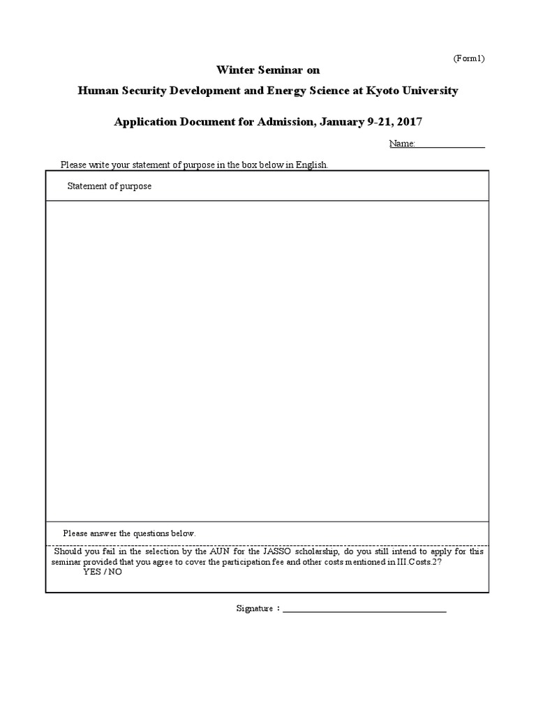 03 Statement of Purpose Form Form 1 | PDF | Finance & Money Management ...