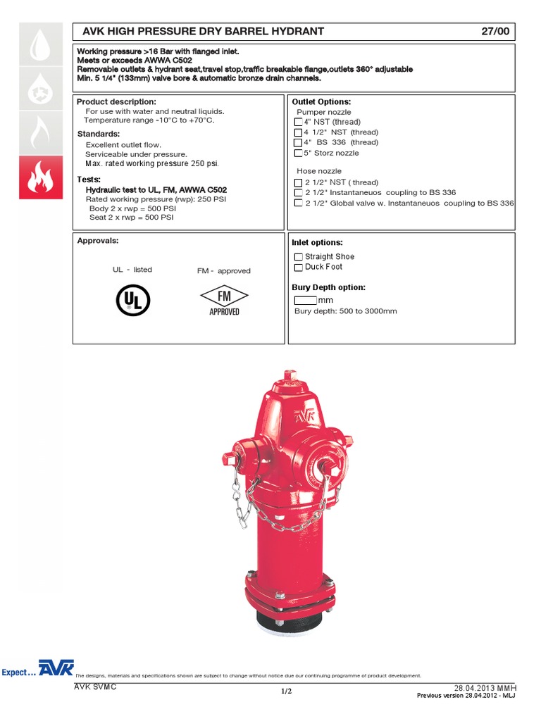 2700 Dry Barrel Fire Hydrant | Screw | Valve | Free 30-day Trial | Scribd