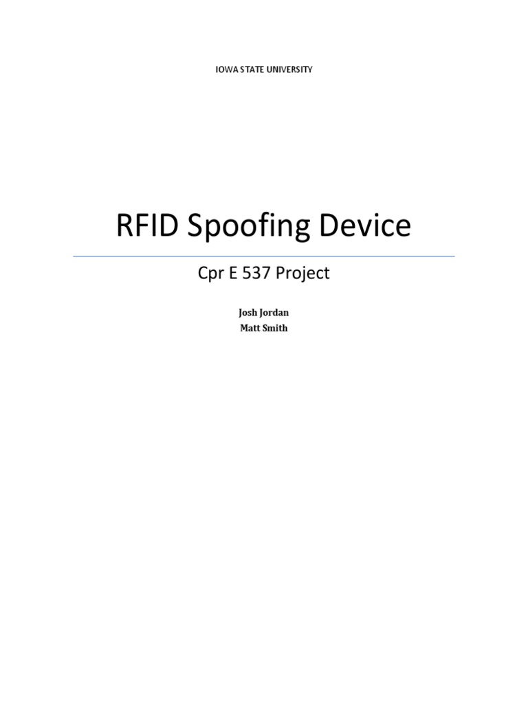 RFID Spoofing Device: CPR E 537 Project | PDF | Detector (Radio) | Antenna (Radio)