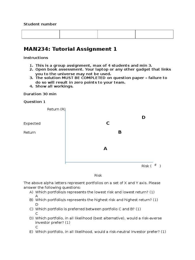 MAN234: Tutorial Assignment 1 | PDF
