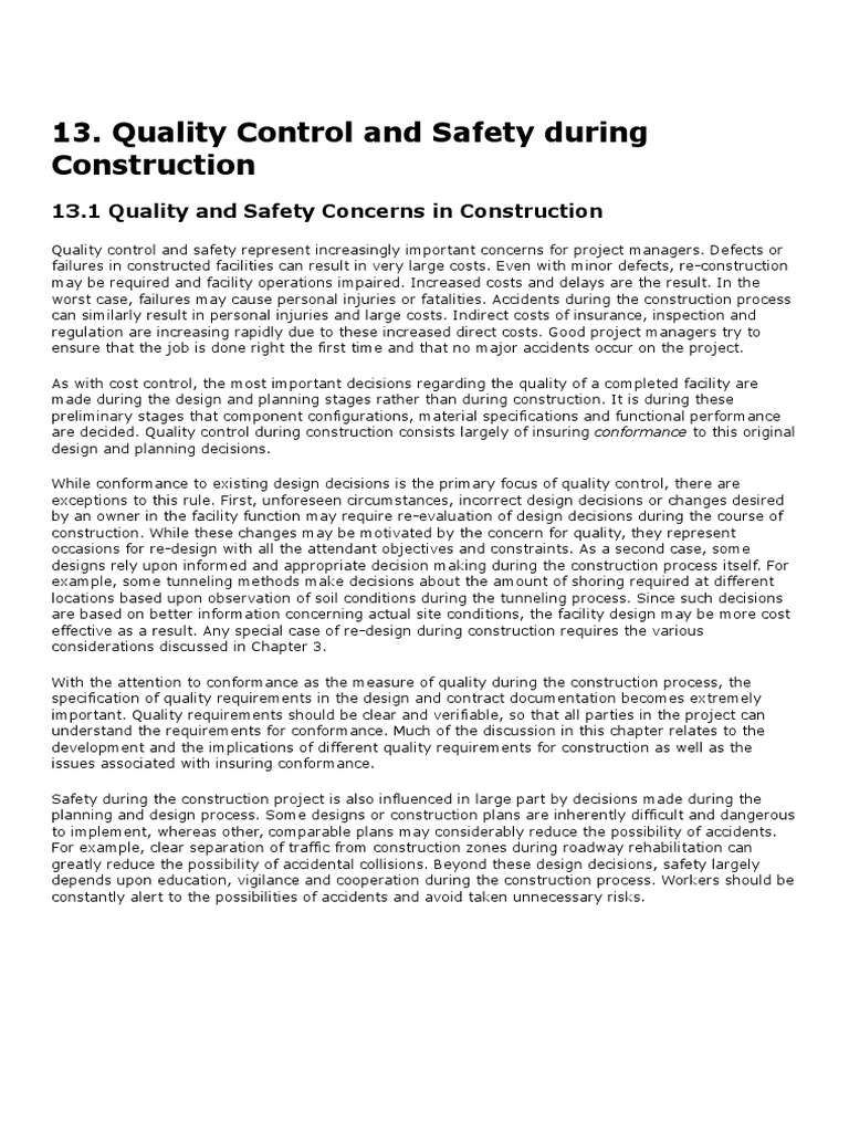 Quality Control and Safety in Construction | PDF | Safety | Design