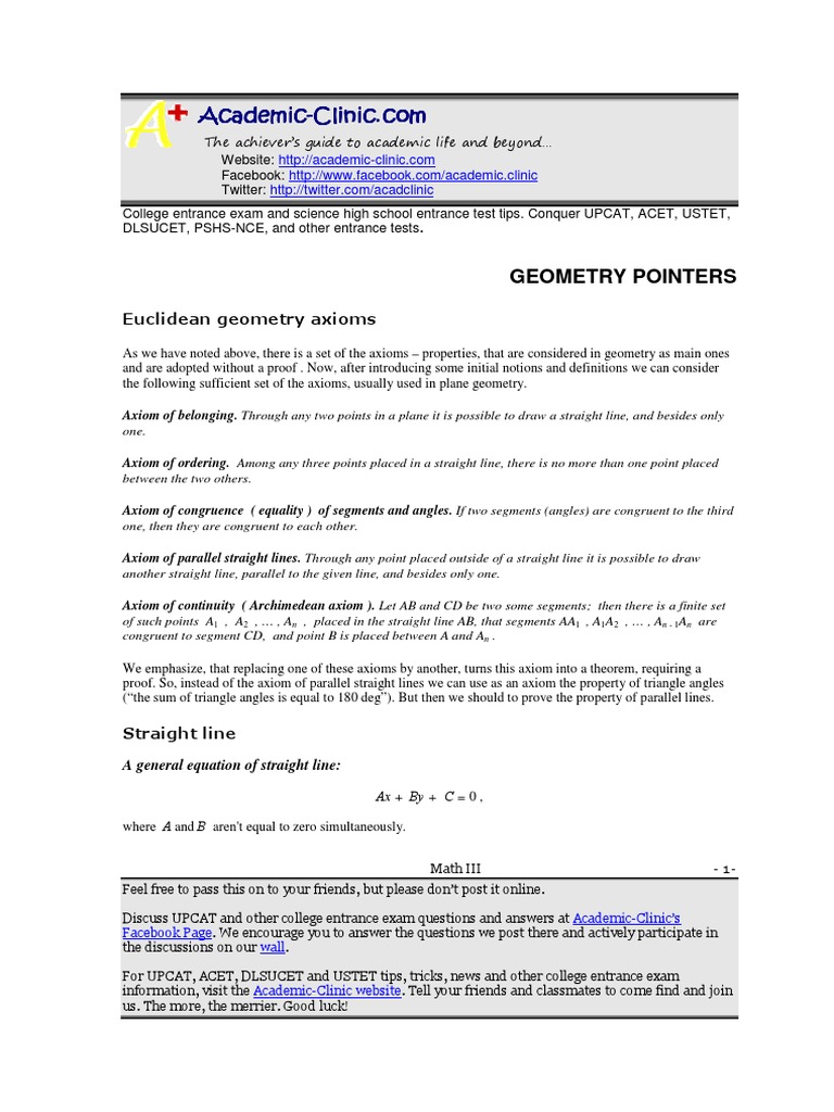 Academic Academic Academic: Geometry Pointers | PDF | Triangle | Line ...