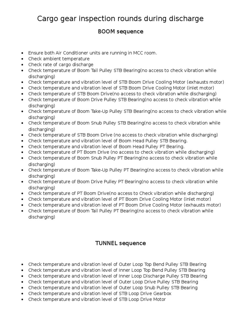 Cargo Gear Inspection Checklist | PDF | Air Conditioning | Industries