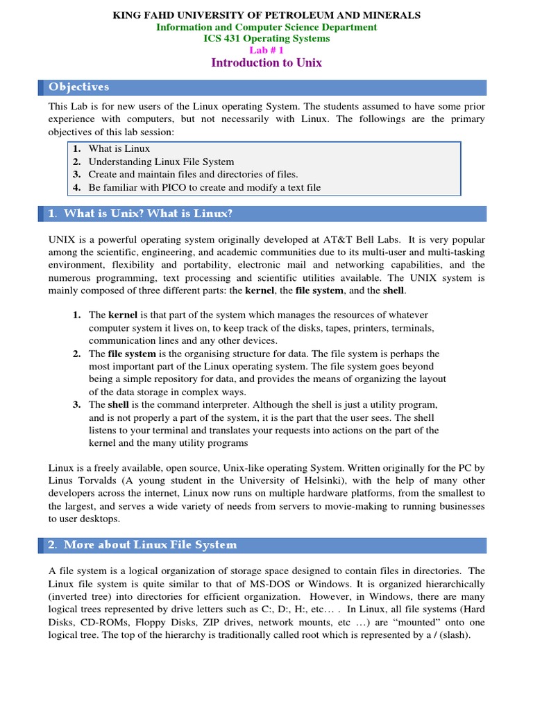 Lab1 PDF | PDF | Operating System | File System