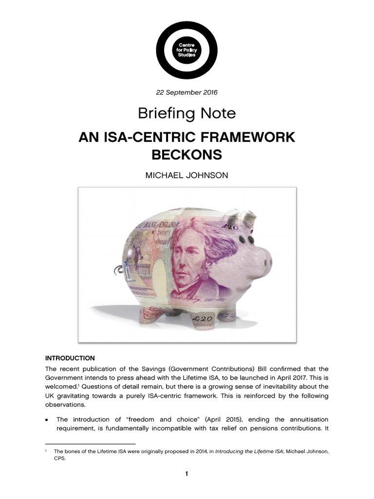Future of ISAs: Lifetime ISA Framework | PDF | Pension | Retirement