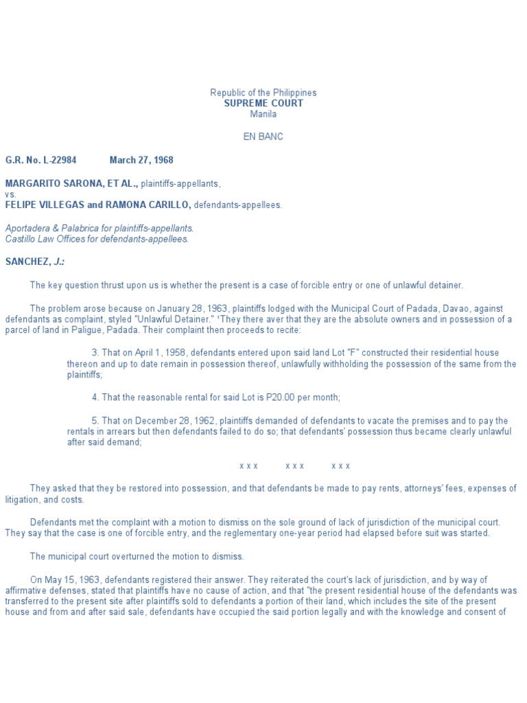 Forcible Entry Cases | PDF | Estoppel | Lawsuit