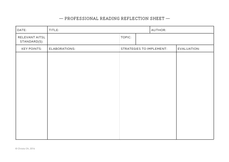 Professional Reading Reflection Sheet | PDF