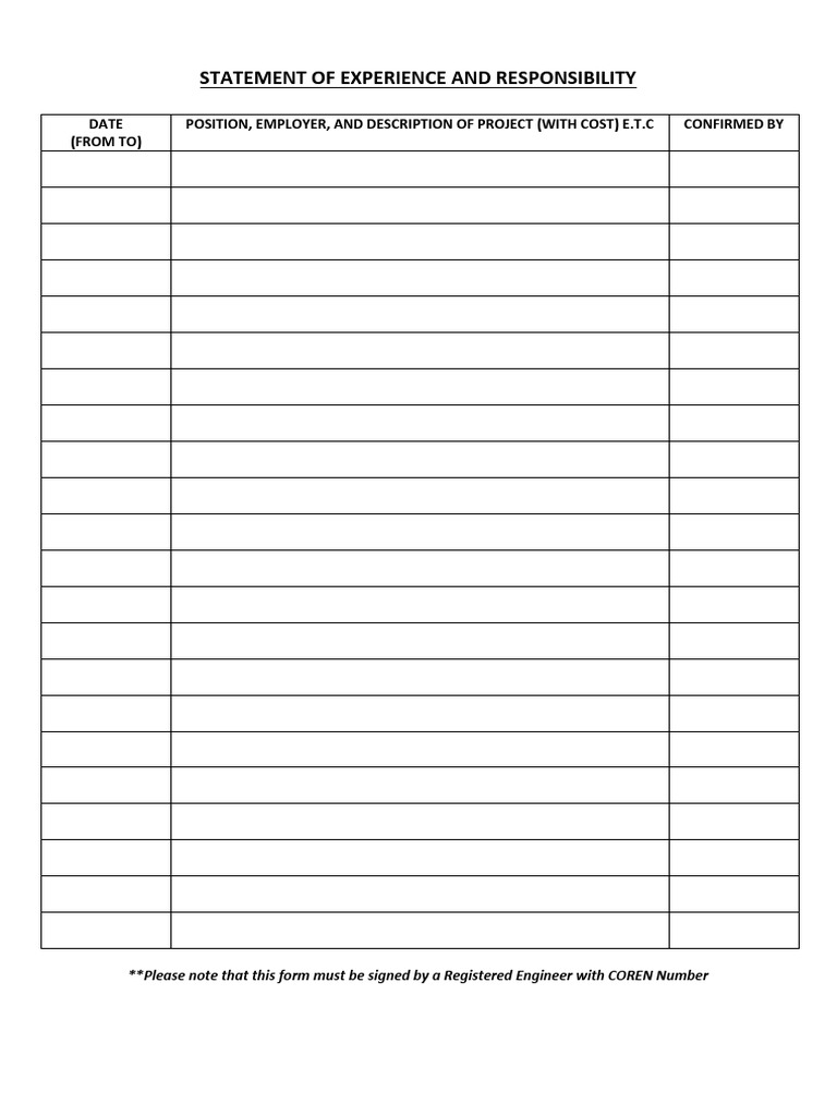 Statement of Experience | PDF