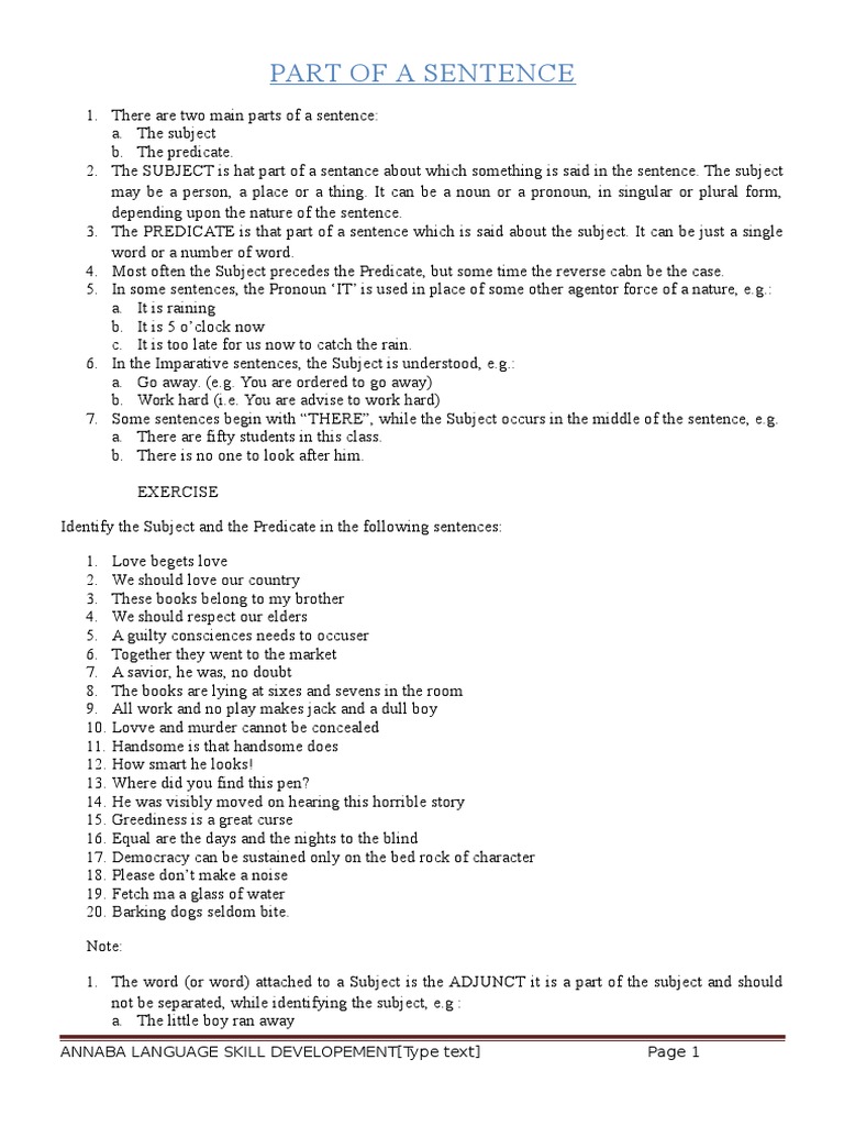 The Anatomy of a Sentence: Identifying Subjects, Predicates, Verbs ...