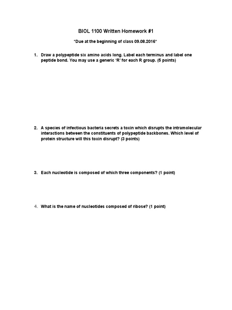 Homework 1 Biol 1100 Written Homework 1 | PDF