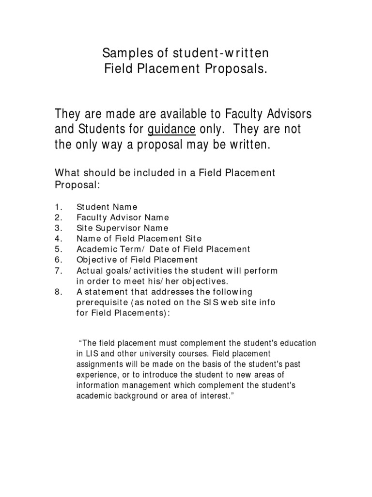 Samples of Student Field Placement Proposals Final | PDF | Libraries ...
