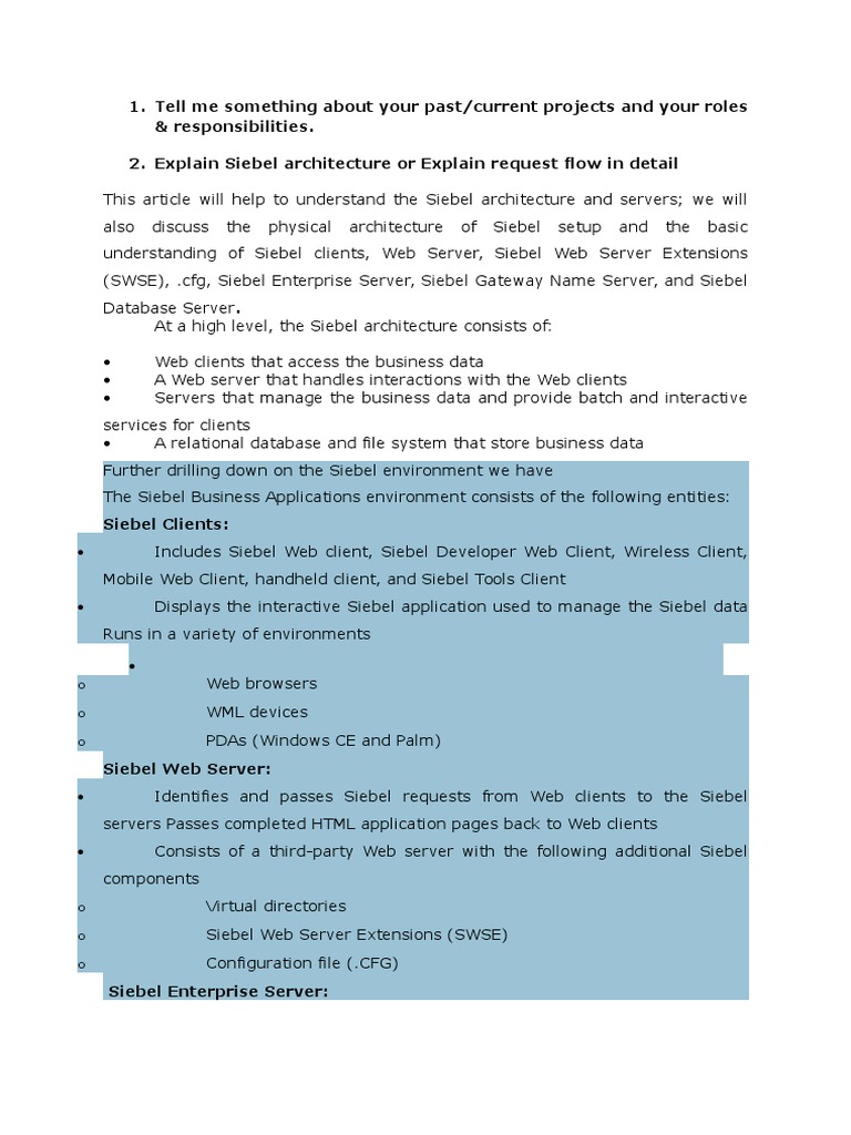 1) Siebel Architecture | PDF | Database Index | Databases