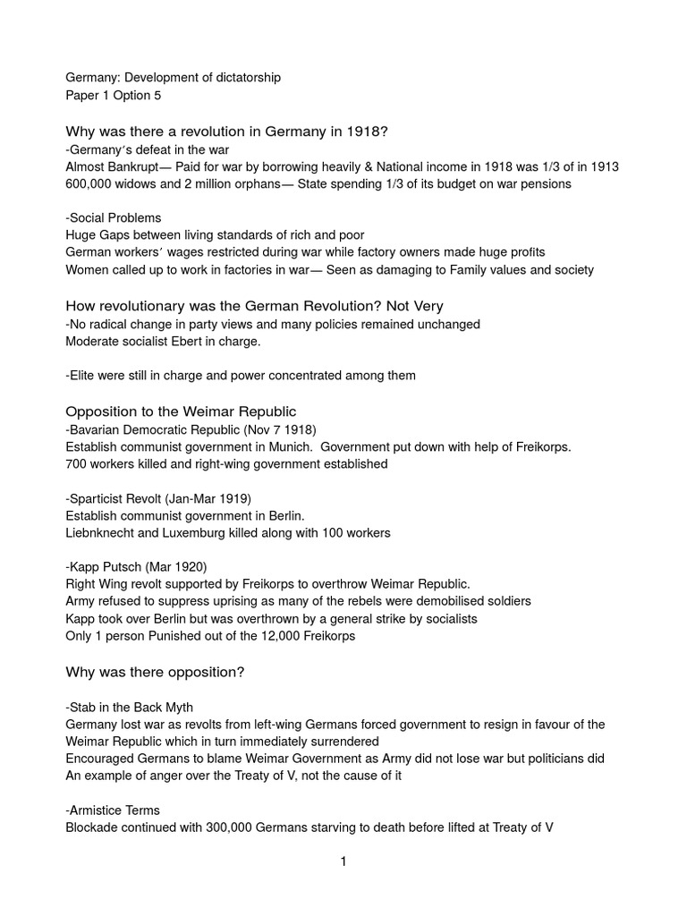 IGCSE History: Germany 1918-45 | PDF | Weimar Republic | Nazi Germany