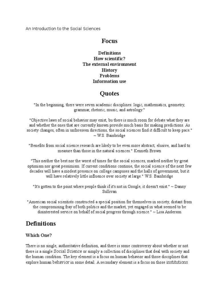 An Introduction To The Social Sciences | PDF | Social Science ...