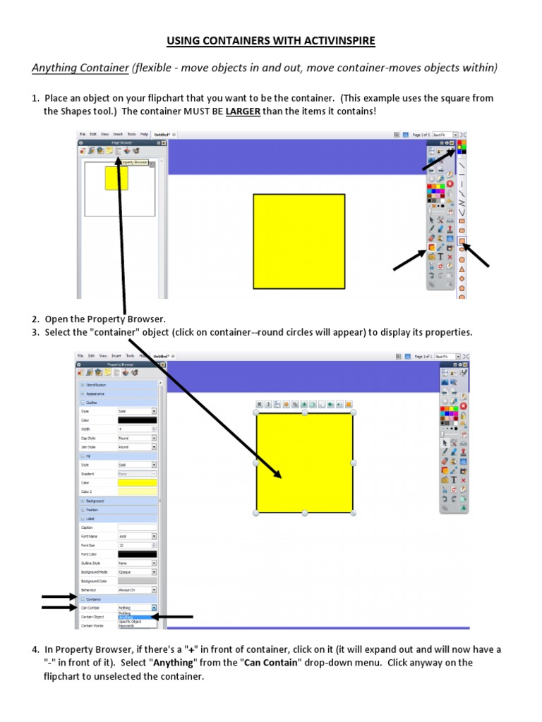 Using Containers With Activinspire | PDF | Dialog Box | Human–Computer Interaction