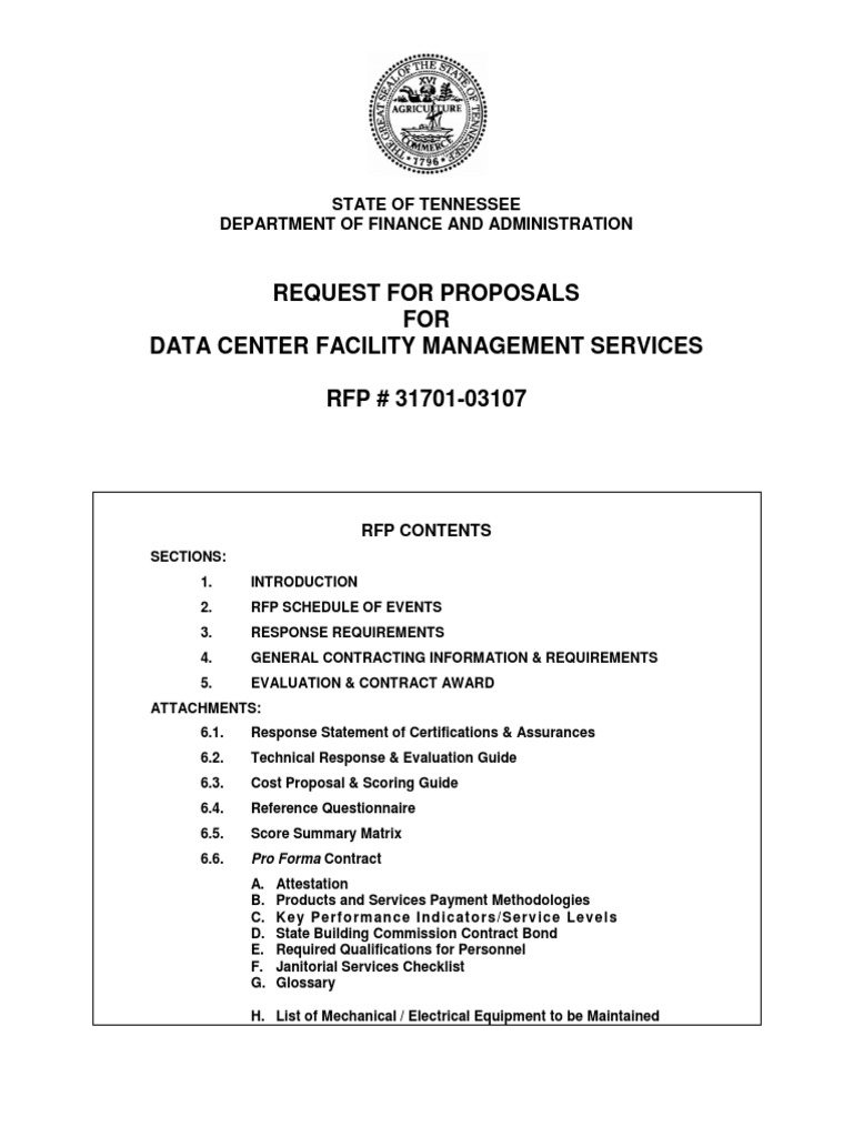 Datacenter FMS RFP | PDF | Request For Proposal | General Contractor