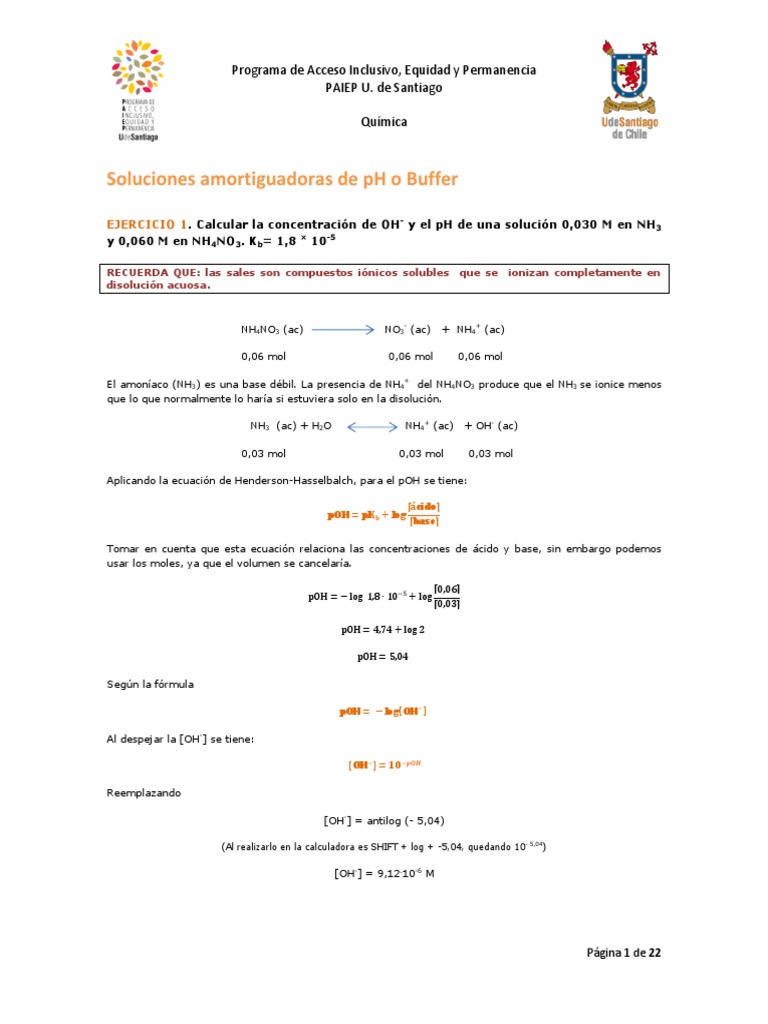 Soluciones amortiguadoras de pH .pdf | Solución tampón | Ácido clorhídrico