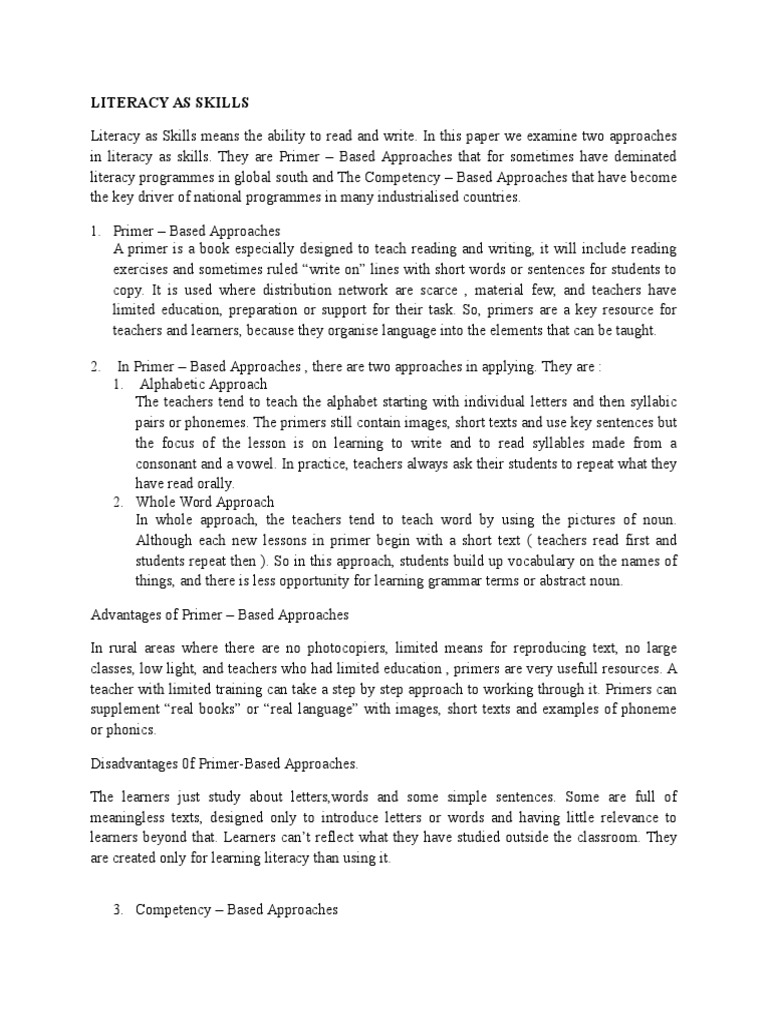 Literacy Paper | PDF | Literacy | Reading (Process)