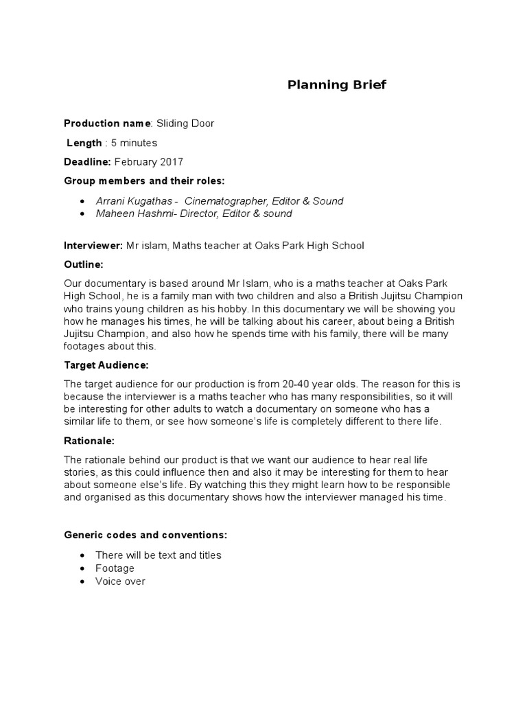 Planning Brief | PDF