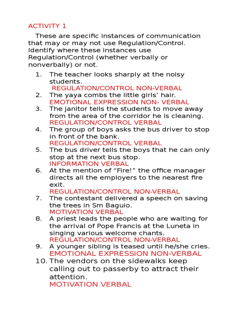 Activity 1: Emotional Expression Non-Verbal | PDF | Nonverbal ...